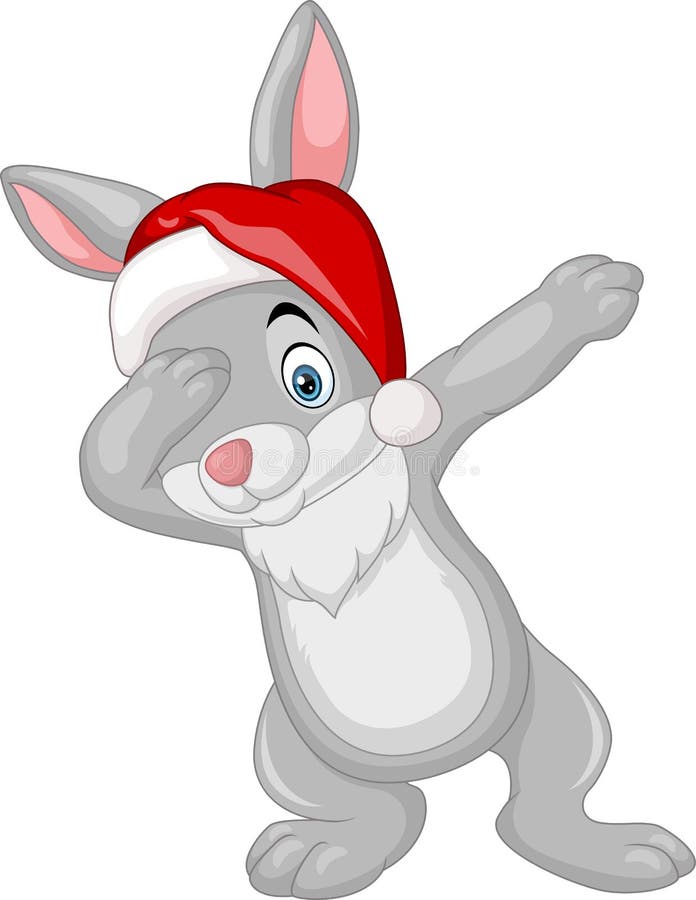 Cartoon Dabbing Rabbit with Santa Hat Stock Vector - Illustration of ...