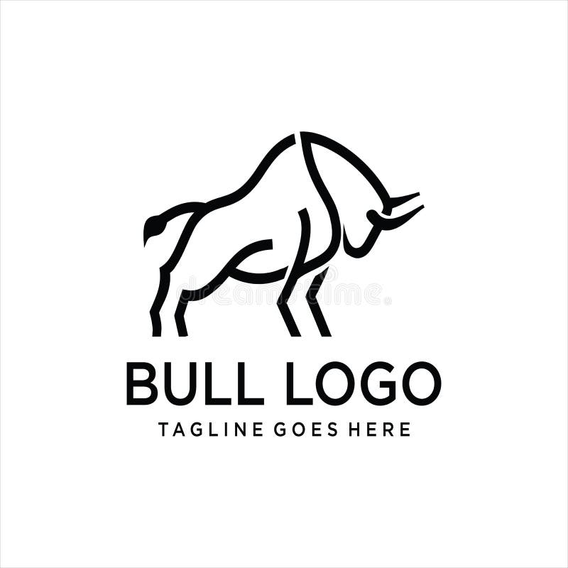 Bull Line Art Outline Monoline Linear Logo Vector Icon Stock ...