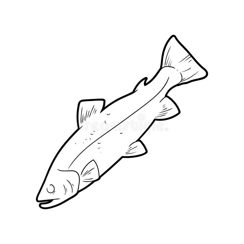 Hand drawing cartoon fish stock vector. Illustration of flat - 259663219