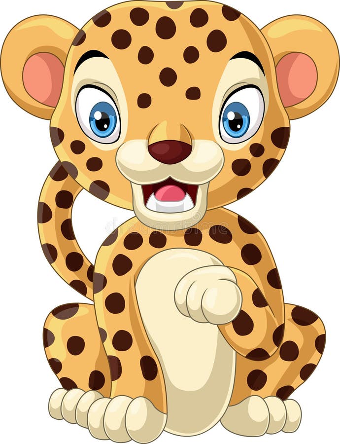 Cute Baby Leopard Cartoon Sitting Stock Vector - Illustration of hunter ...