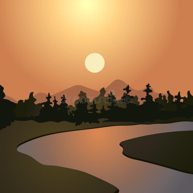 Geometric River Landscape Drawing Stock Illustrations – 242 Geometric ...