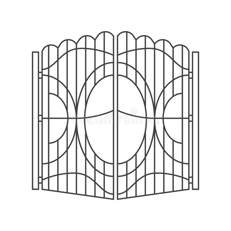 Thin line decorative gate stock vector. Illustration of door - 259730757