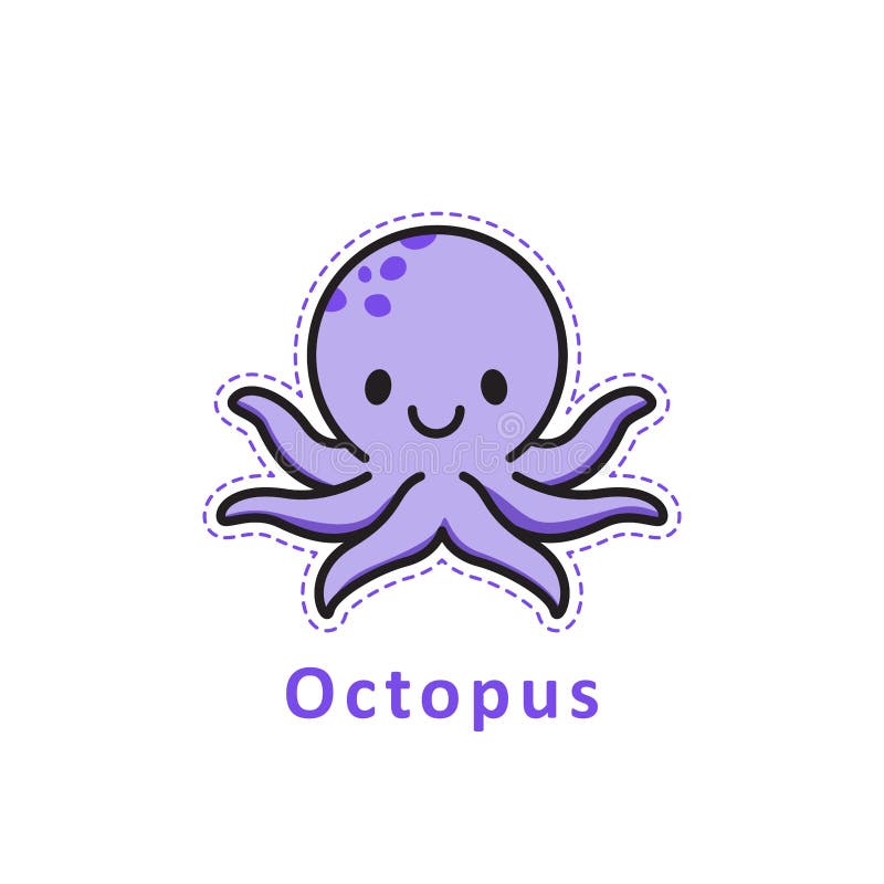 Cute Little Purple Octopus Vector, Cartoon Octopus for Baby Clothes ...