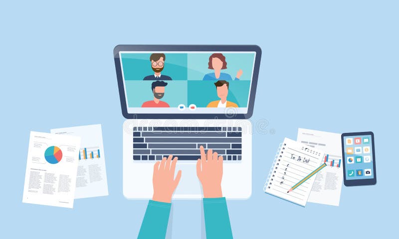 Flat Vector Design Smart Working on Laptop Concept Business Team ...