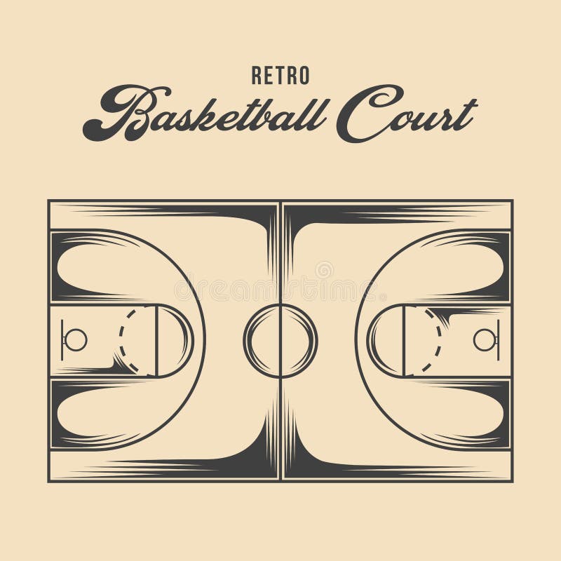 Retro Basketball Court Vector Illustration Stock Vector - Illustration ...