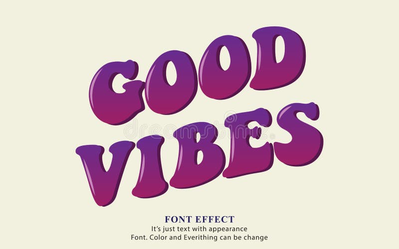 Gradient Text Effects Display a Good Vibes Style. Text Fonts Stock ...