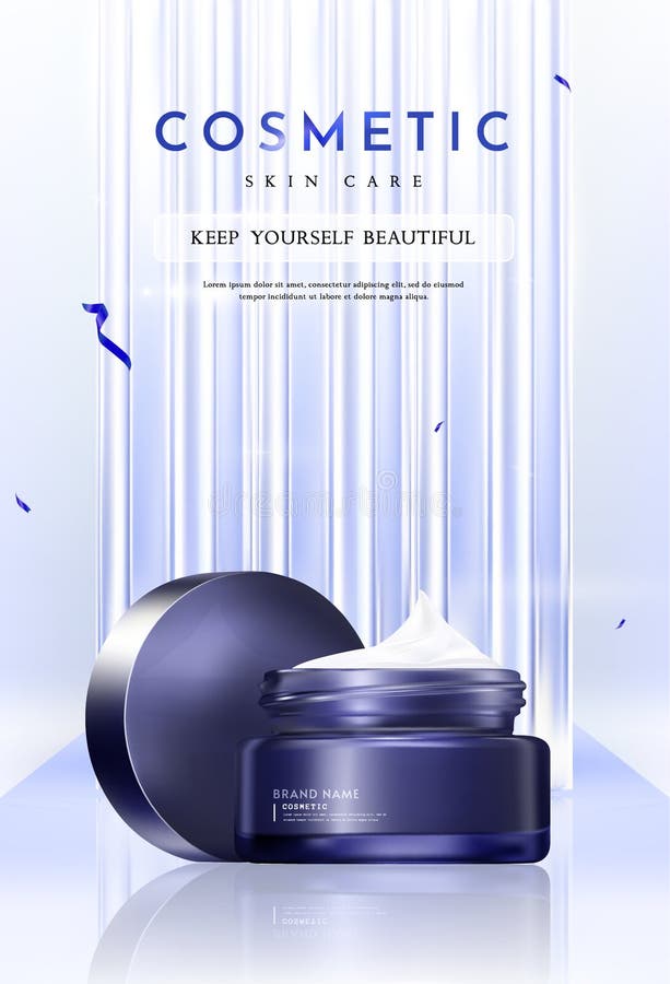 Realistic Cosmetic Cream Product on Glass Background Stock Vector ...