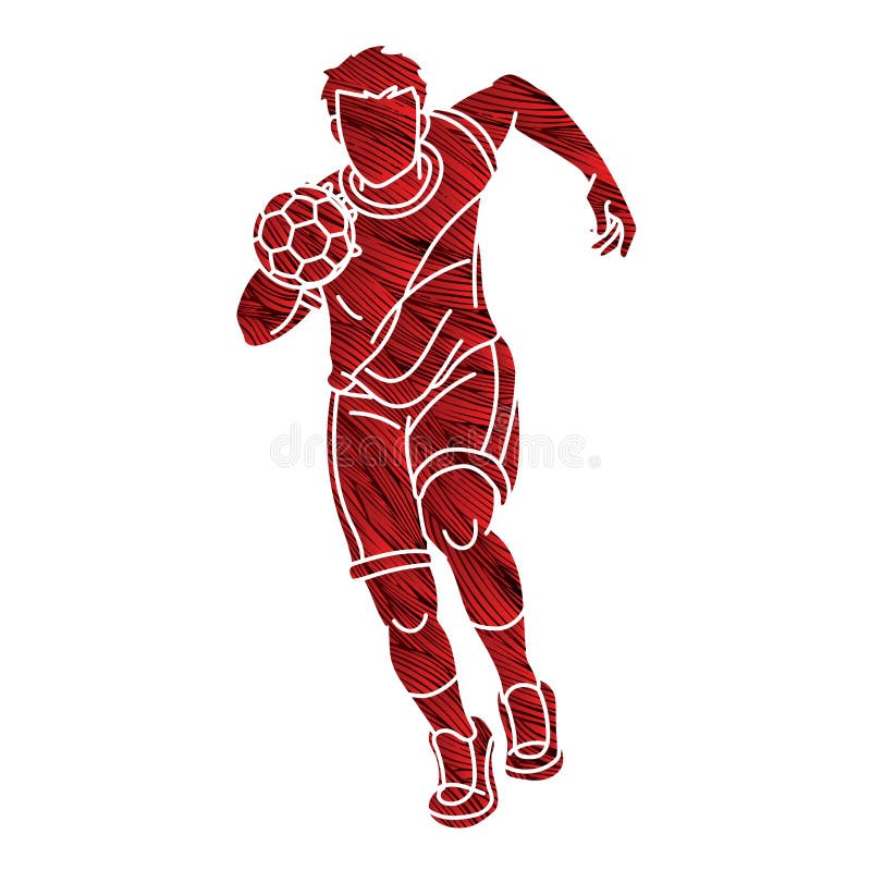 Handball Sport Male Player Action Cartoon Graphic Vector Stock Vector ...