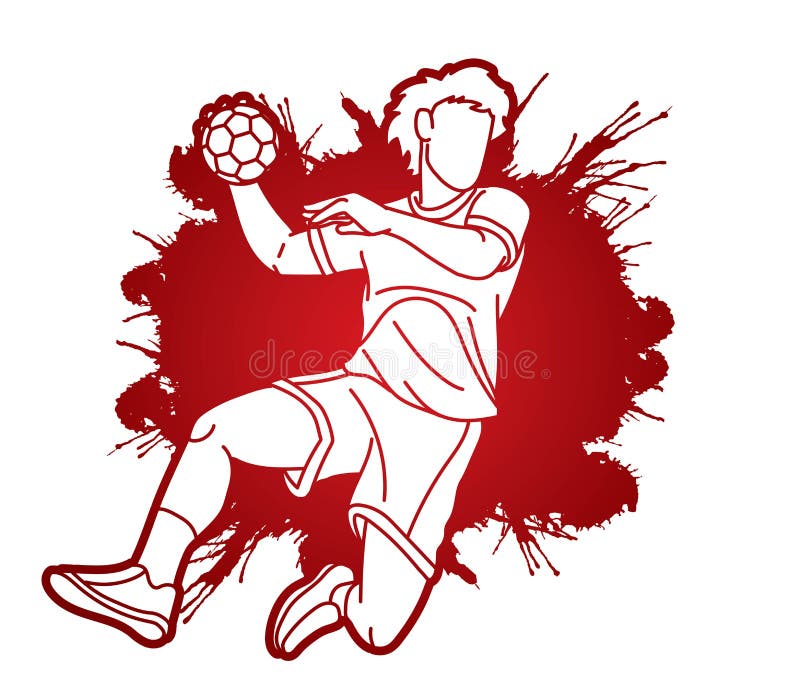 Handball Sport Male Player Action Cartoon Graphic Vector Stock Vector ...