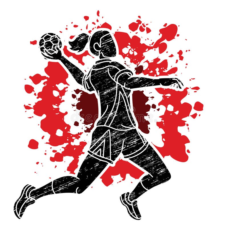 Handball Sport Female Player Action Cartoon Graphic Vector Stock Vector ...