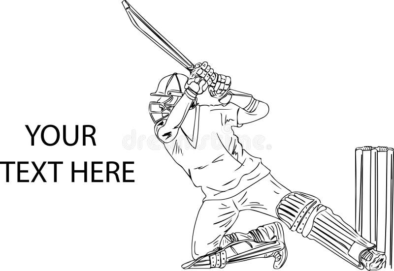 Illustration of T20 Cricket, Cricket Batsman Playing Attacking Shot ...