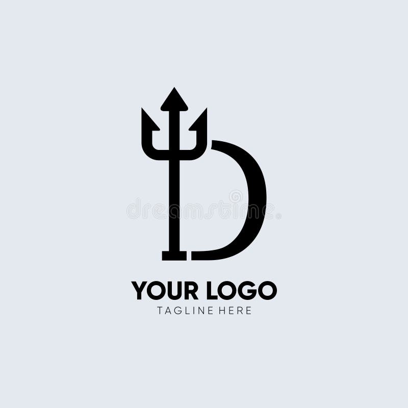 Letter D Initial Trident Logo Design Icon Vector Emblem Graphic Stock ...
