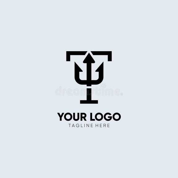 Letter T Initial Trident Logo Design Icon Vector Emblem Graphic Stock ...