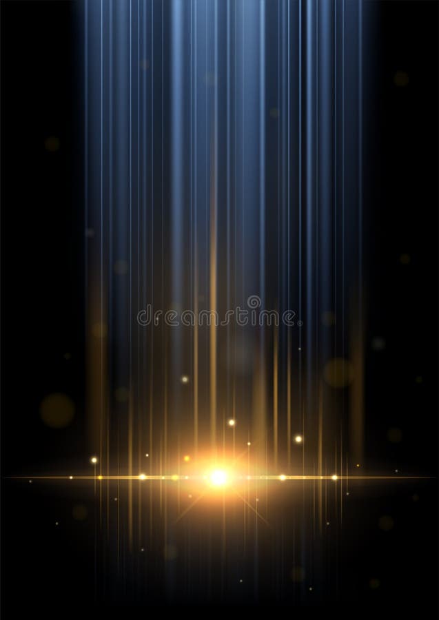 Abstract Blue and Yellow Light Rays. Isolated on Dark Background ...