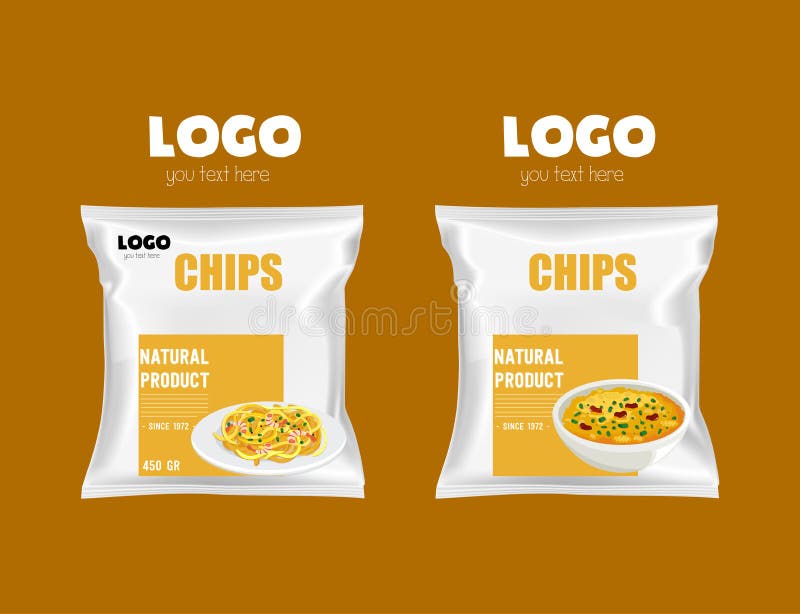 Chips Packaging Template Vector Art 3d Bag. Mockup for Product and Logo ...