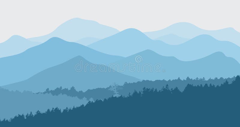 Blue Gradient Forest Mountain Overlay Background Stock Illustration ...