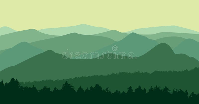 Green Gradient Mountain and Forest Background Stock Illustration ...