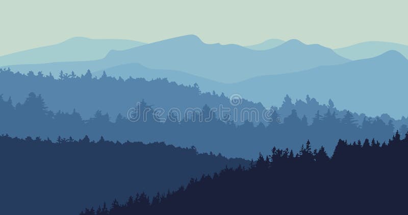 Soft Blue Gradient Forest Mountain Nature Background Stock Illustration ...