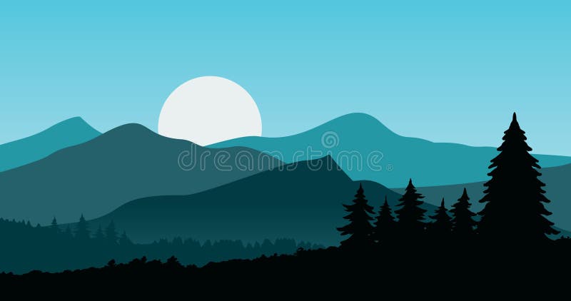 Blue Gradient Forest Mountain Overlay Background Stock Illustration ...