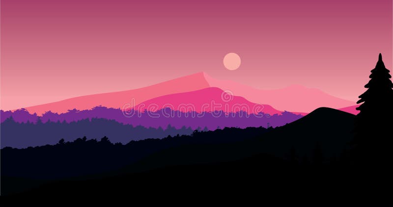 Blue and Pink Gradient Forest Mountain Nature Background Stock ...