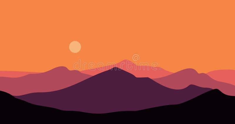 Purple and Red Gradient Mountain Nature Background Stock Illustration ...