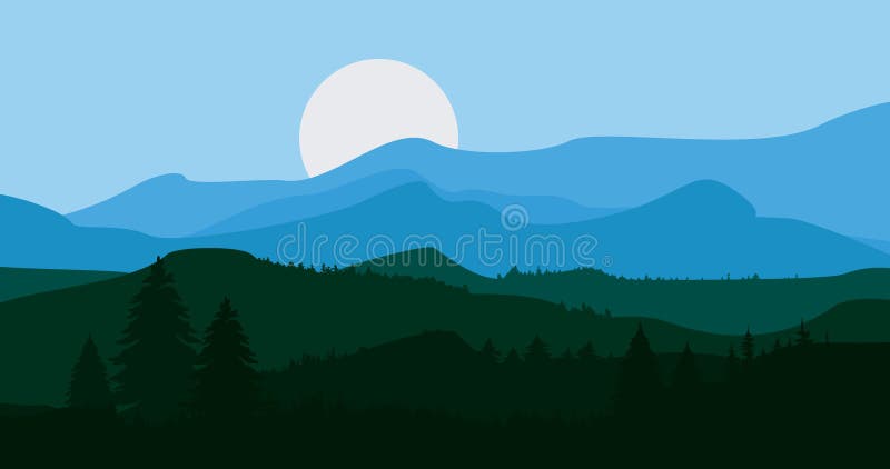 Blue Gradient Forest Landscape Nature Background Stock Illustration ...