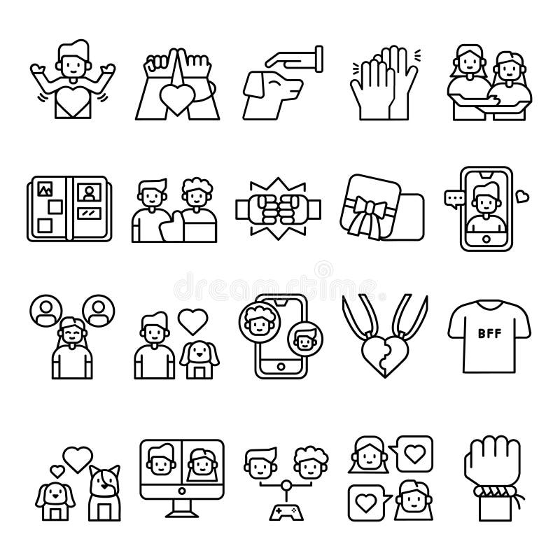 Set of Friendship Icon with Outline Style Stock Vector - Illustration ...