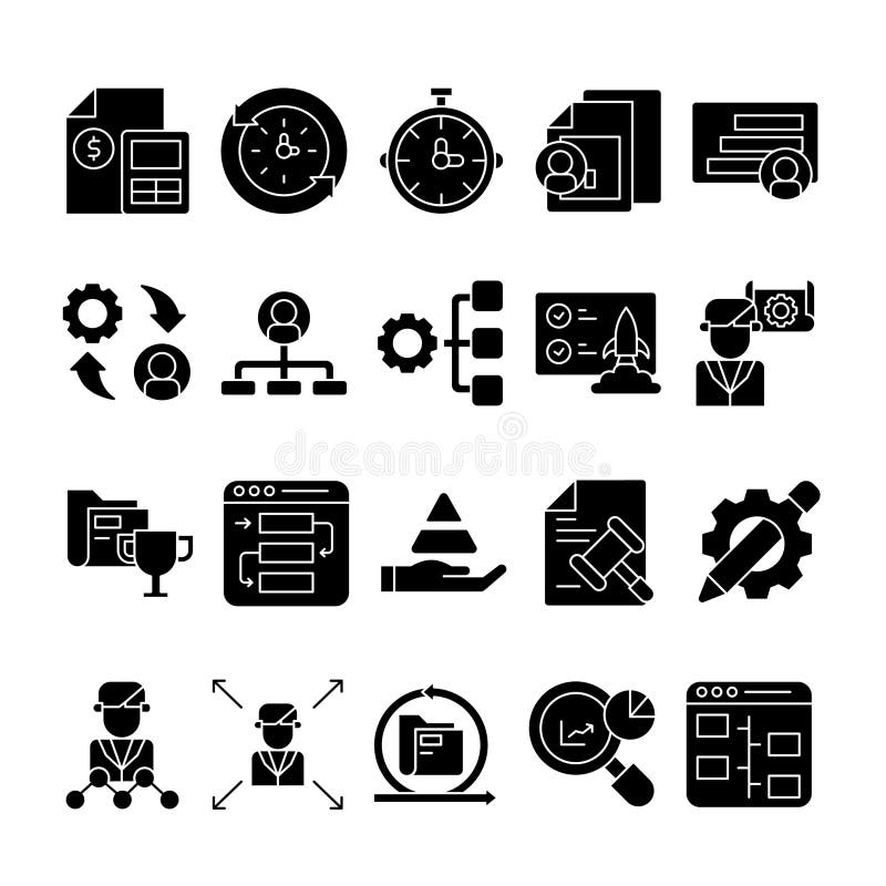 Set of Project Management Icon with Glyph Style Stock Vector ...