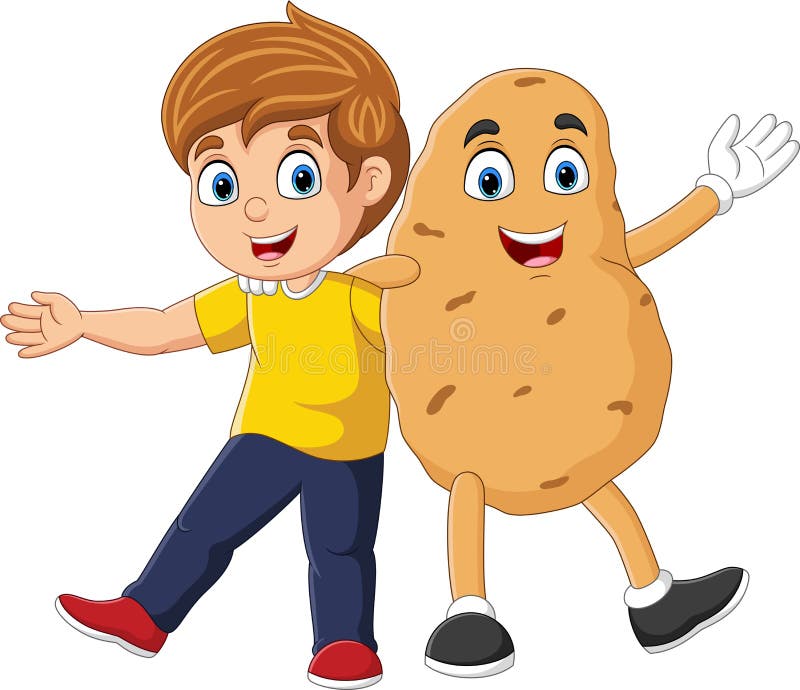 Cartoon Little Boy with Potato Mascot Character Stock Vector ...
