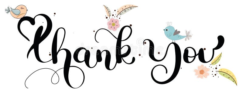 Thank You! Background. THANK YOU Text Lettering Hand Drawn with Flowers ...