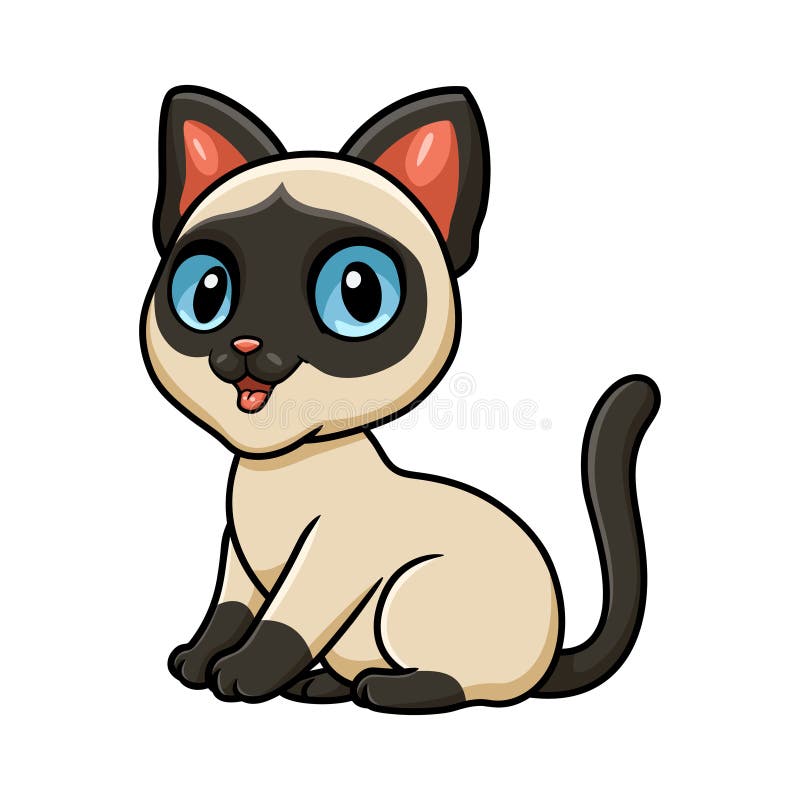 Cute Siamese Cat Cartoon Sitting Stock Vector - Illustration of siamese ...