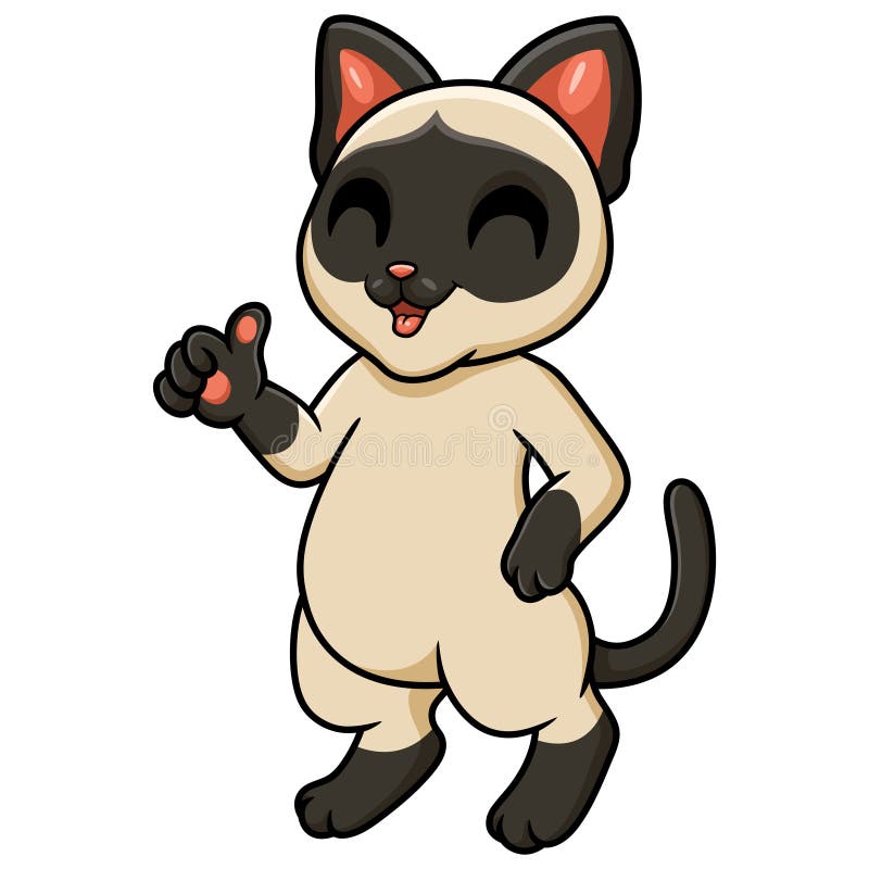 Cute Siamese Cat Cartoon Giving Thumbs Up Stock Vector - Illustration ...