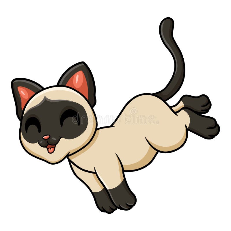Cute Siamese Cat Cartoon Jumping Stock Vector - Illustration of small ...