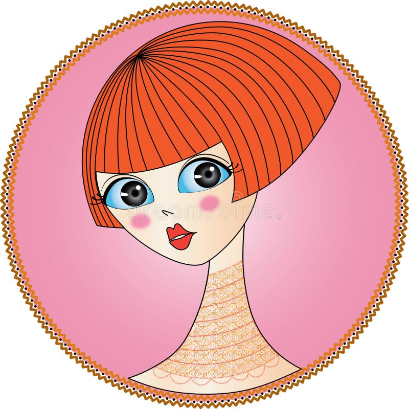 Orange head cartoon woman stock illustration. Illustration of beautiful ...