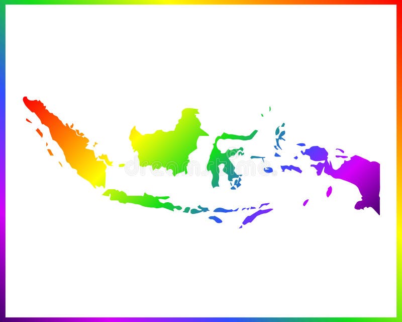 Rainbow Colored Gradient Map of Country Indonesia Isolated on White ...