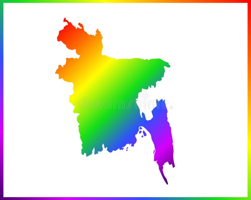 Rainbow Colored Gradient Map of Country Bangladesh Isolated on White ...