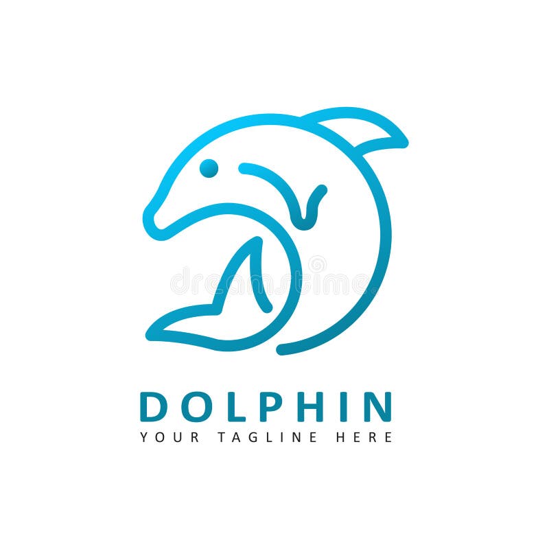 Dolphin Logo with Line Art. Icon Vector Illustration Stock Vector ...