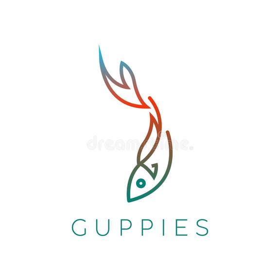 Guppy Fish Logo with Gradient Line Art. Icon Vector Illustration Stock ...