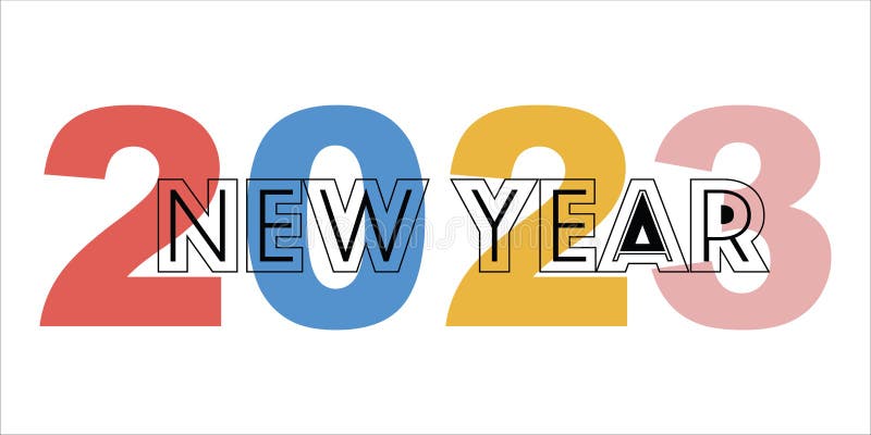 Happy New Year 2023. Vector Black Letters Lying on Colored Numbers 2023 ...