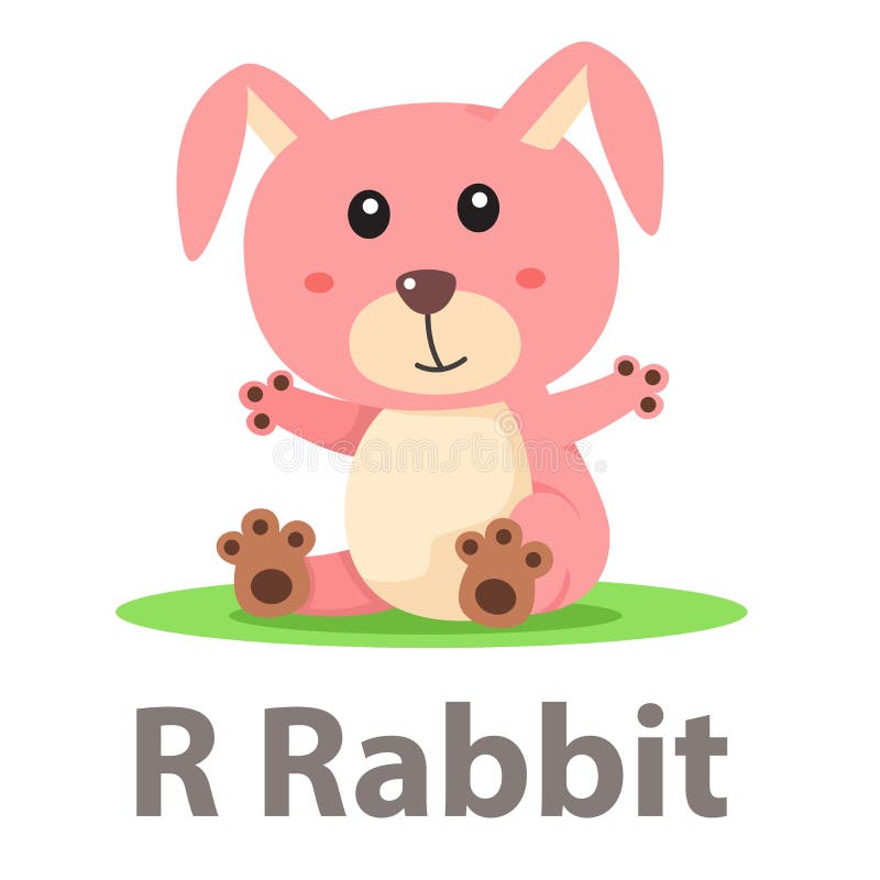 Illustrator of R with Rabbit Stock Vector - Illustration of cute, grass ...
