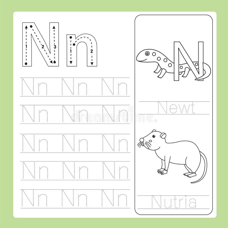 Illustration of N Exercise a-Z Cartoon Vocabulary Animal Stock Vector ...