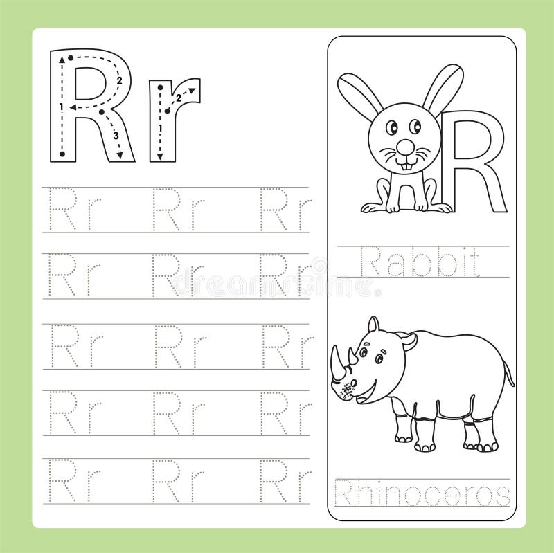 Illustration of R Exercise a-Z Cartoon Vocabulary Animal Stock Vector ...