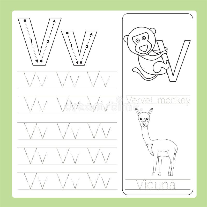 Illustration of V Exercise a-Z Cartoon Vocabulary Animal Stock Vector ...