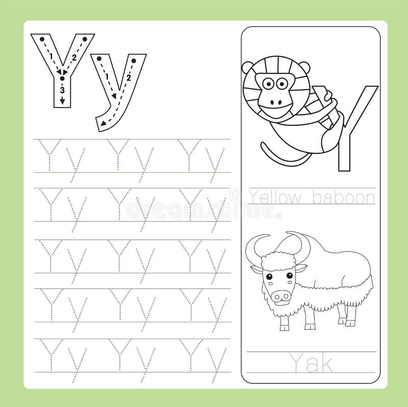 Illustration of Y Exercise a-Z Cartoon Vocabulary Animal Stock Vector ...