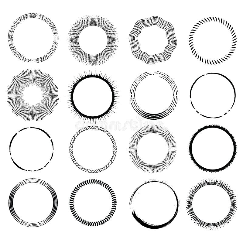 Print of Vintage Black and White Round Logo Elements Stock Illustration ...