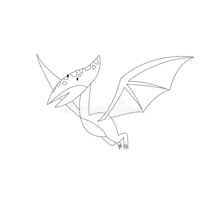 Print. Vector Coloring Page Pterosaur. Dinosaur. Dinosaur Lines ...