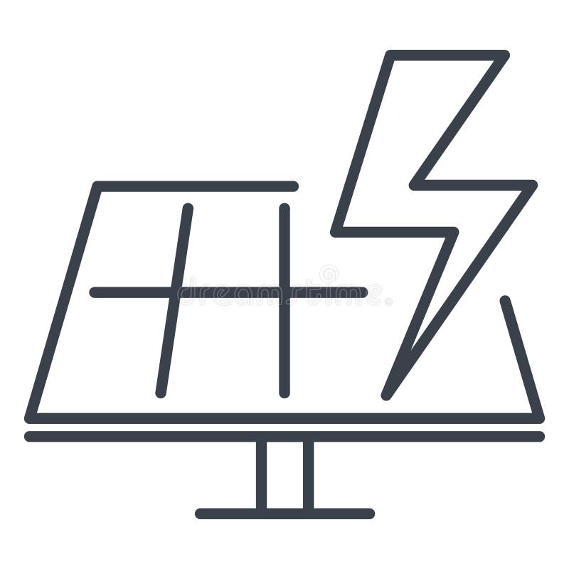 Vector Icon of Solar Battery and Lightning Sign. Alternative Energy ...