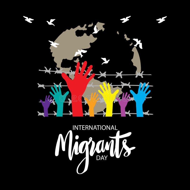 International Migrant day. stock illustration. Illustration of hand ...