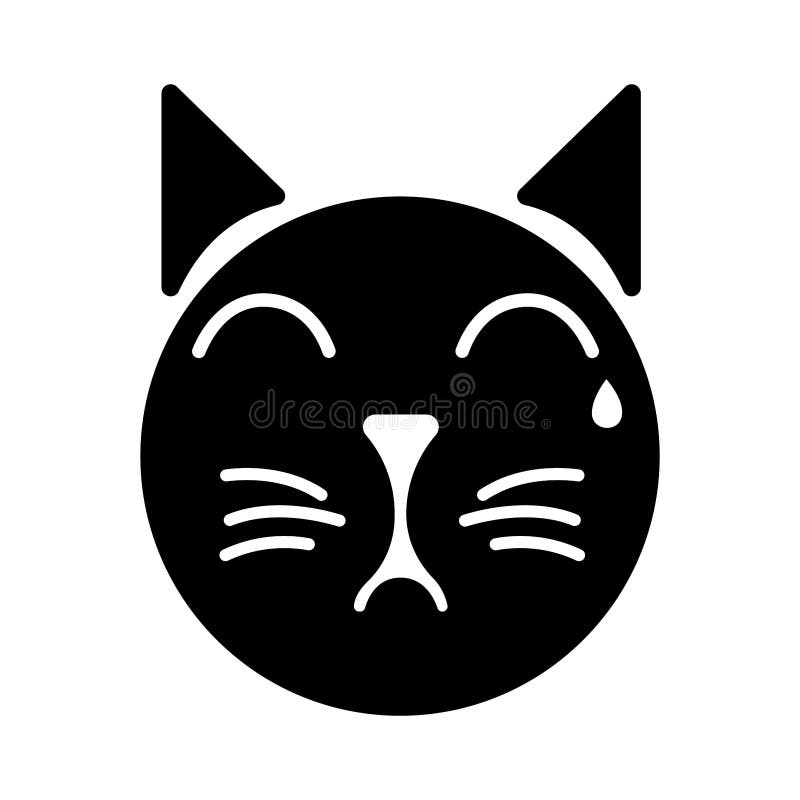 Black cat emoticon cry stock vector. Illustration of animal - 260788206