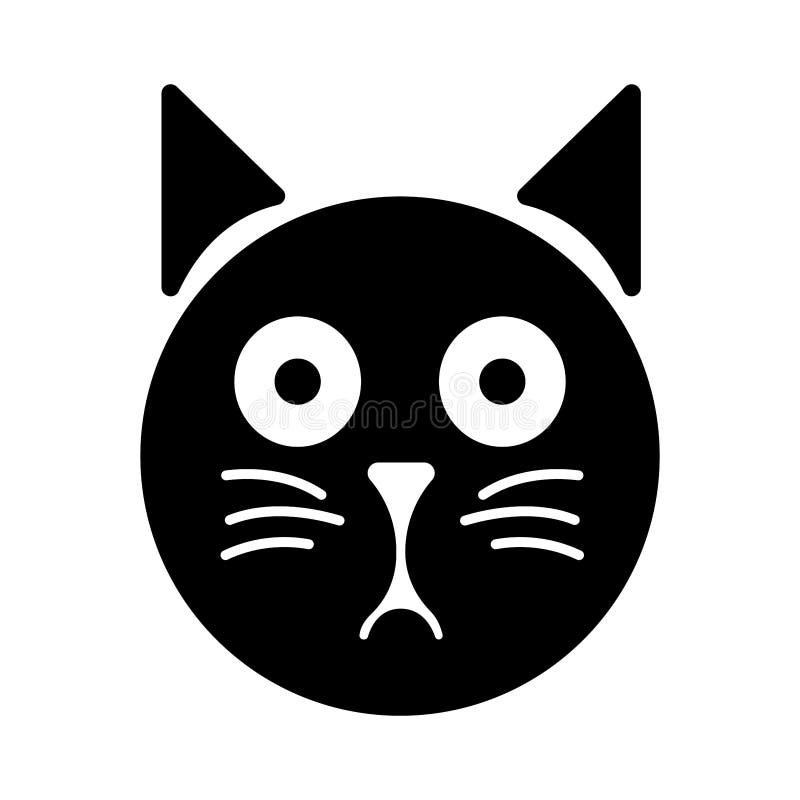 Black Cat Emoticon Startled Stock Vector - Illustration of simple, logo ...